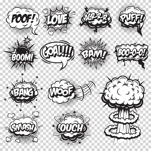 Cartoon comic explosion and speech elements Vector Image