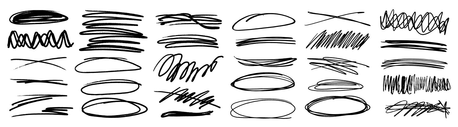 Scribble brush strokes set Royalty Free Vector Image