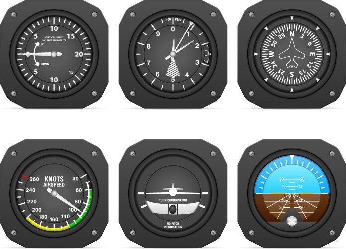Set of aircraft instruments Royalty Free Vector Image