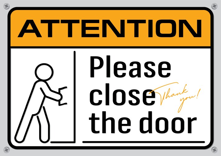 Please close the door sign collection Royalty Free Vector