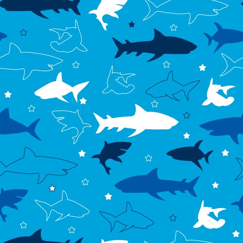 Cartoon sharks pattern seamless background Vector Image