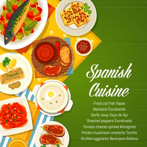 Spanish cuisine restaurant menu page template Vector Image