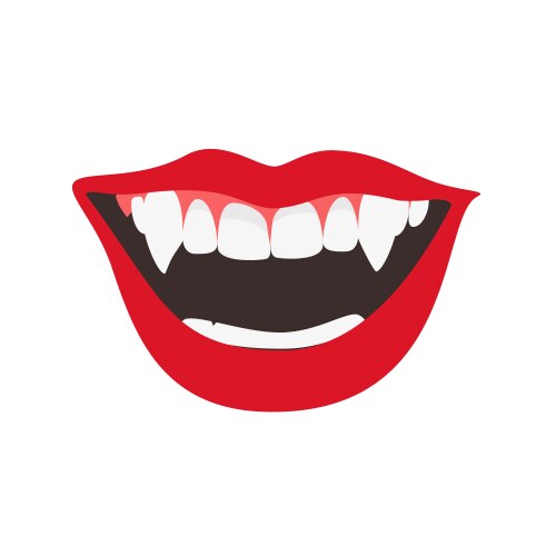 Vampire woman mouth showing fangs biting lip Vector Image