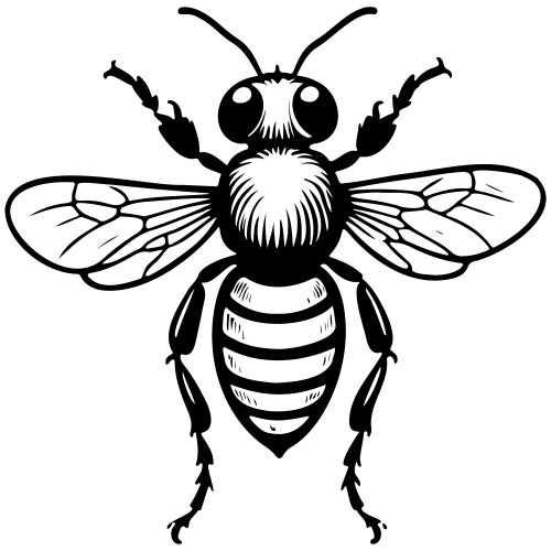 Line bee hand drawn transparent background Vector Image