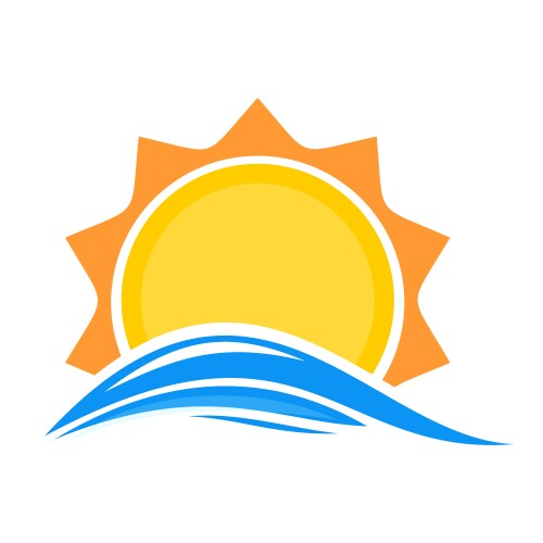 Sun and water waves design elements Royalty Free Vector