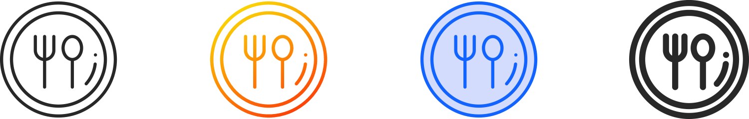 Cutlery iconthin linear gradient blue stroke Vector Image