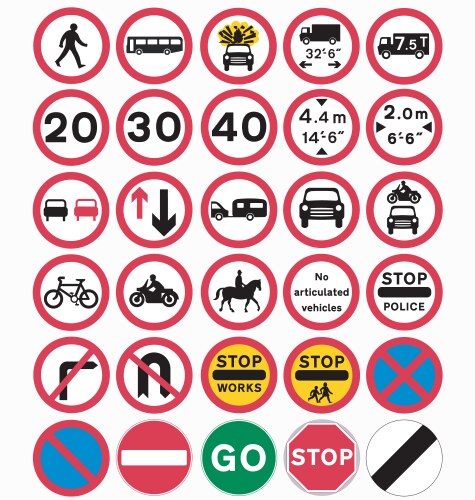 Set mandatory road signs isolated on whte Vector Image