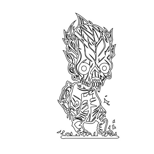 Zombie outline sketch Royalty Free Vector Image