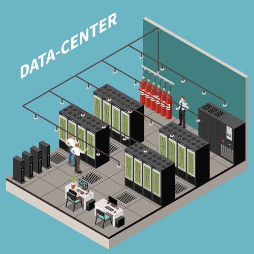 Datacenter isometric icon set Royalty Free Vector Image