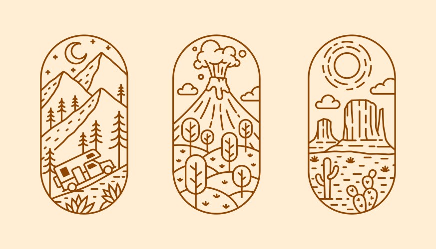 Beautiful nature line art Royalty Free Vector Image