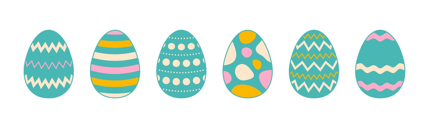 Black and white easter eggs set spring linear egg Vector Image
