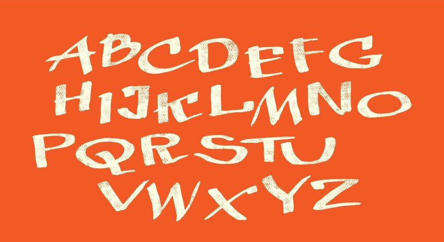 Handwritten brush font in grunge style Royalty Free Vector