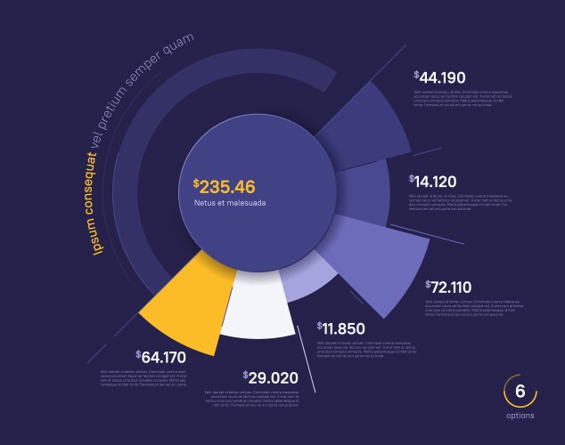 Pie chart concept with 8 parts template Royalty Free Vector