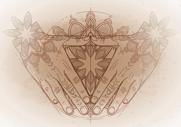 Graphic hands in the shape of triangle Royalty Free Vector
