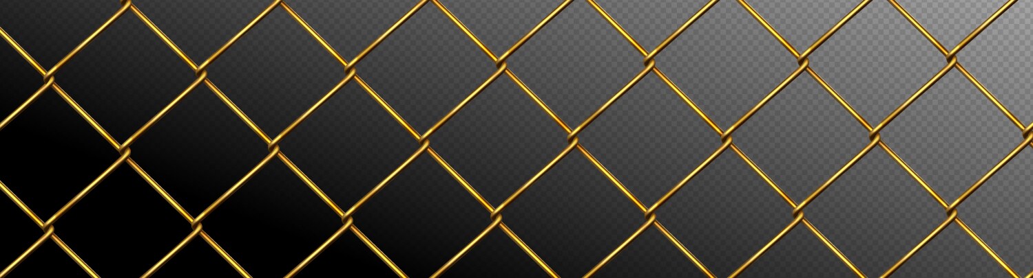 Metal fence mesh pattern of brass wire grid Vector Image