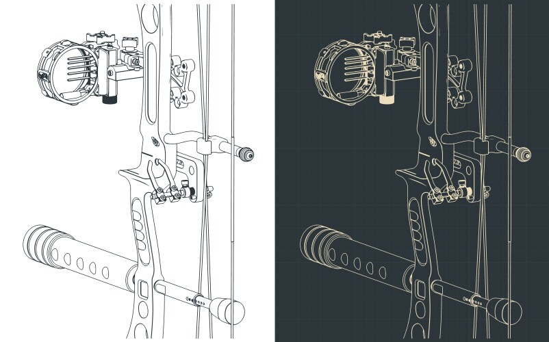 Compound bow quiver isometric blueprints Vector Image
