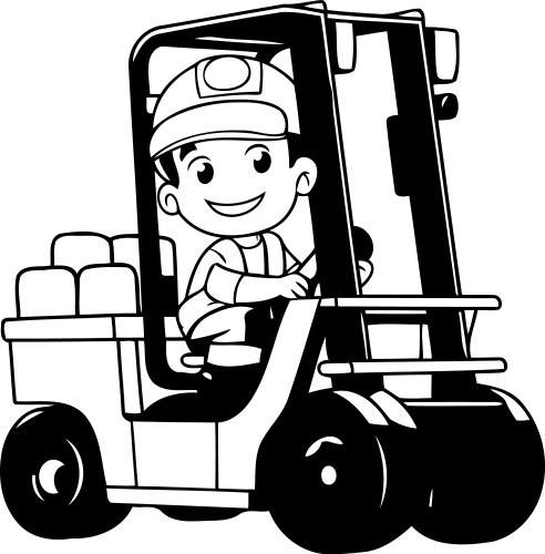 Forklift loader cartoon character Royalty Free Vector Image
