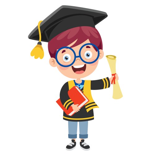 Kid in graduation costume Royalty Free Vector Image