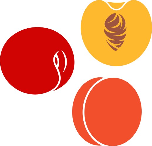 Realistic ripe peach fruits whole with green leaf Vector Image