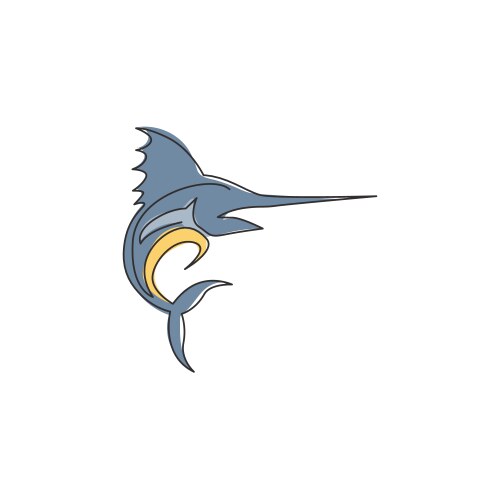 One single line drawing of giant marlin for fresh Vector Image