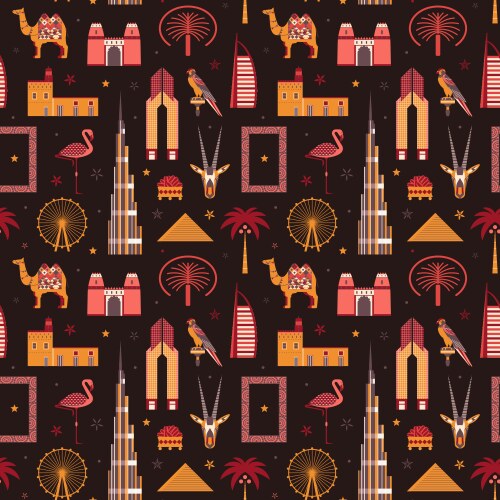 Arab world pattern with arabic culture symbols Vector Image