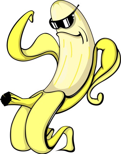 Cartoon banana sunglasses pop art Royalty Free Vector Image