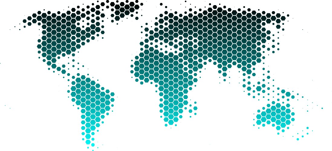 Hexagonal World Map of Dots Royalty Free Vector Image