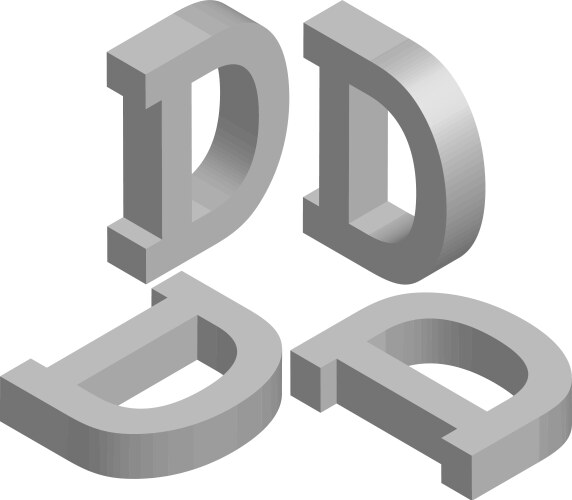 D letter in isometric 3d style with shadow Vector Image