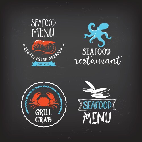 Seafood icons Royalty Free Vector Image - VectorStock