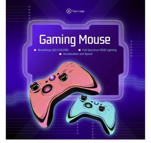 Gamer website concept banner design Royalty Free Vector