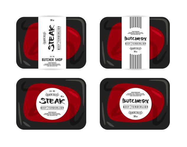 Pork beef cuts diagrams labels and stamps Vector Image