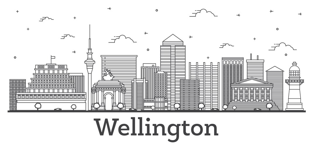 Wellington, New Zealand Cityscape Royalty Free Vector Image