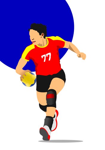 Young man exercising handball player silhouette Vector Image