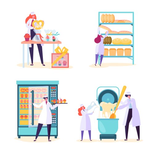 Bread production icon set Royalty Free Vector Image
