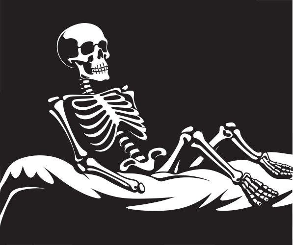 Haunting repose skeleton emblem on bed chilling Vector Image