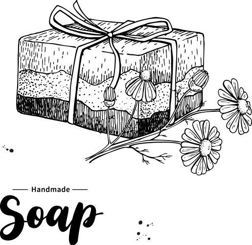 Handmade natural soap hand drawn Royalty Free Vector Image
