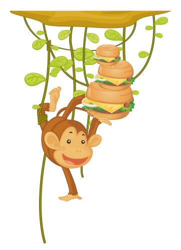 Funny monkeys friends on the tree animal cartoon Vector Image