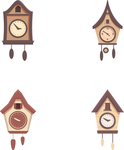 Set of cartoon cuckoo clocks Royalty Free Vector Image