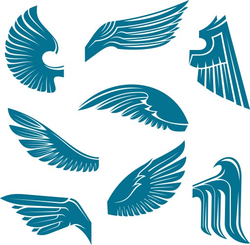 Heraldic wings set Royalty Free Vector Image - VectorStock
