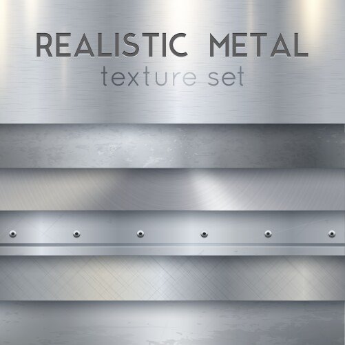 Metal texture realistic 3d samples collection Vector Image