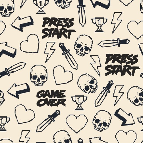 Vintage gaming seamless pattern Royalty Free Vector Image