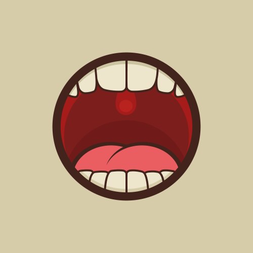 Open mouth with teeth and tongue cartoon Vector Image