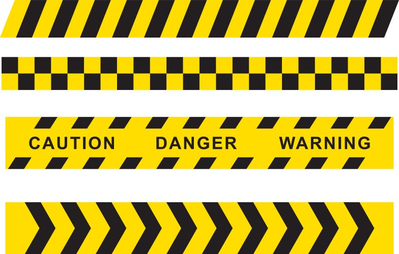 Caution signboard sign yellow stripe tape Vector Image