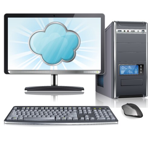 Desktop computer mascot Royalty Free Vector Image