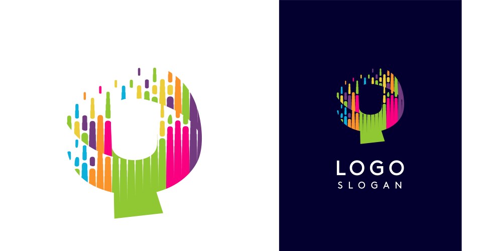 Colorful stripes transitioning into pixel-like Vector Image