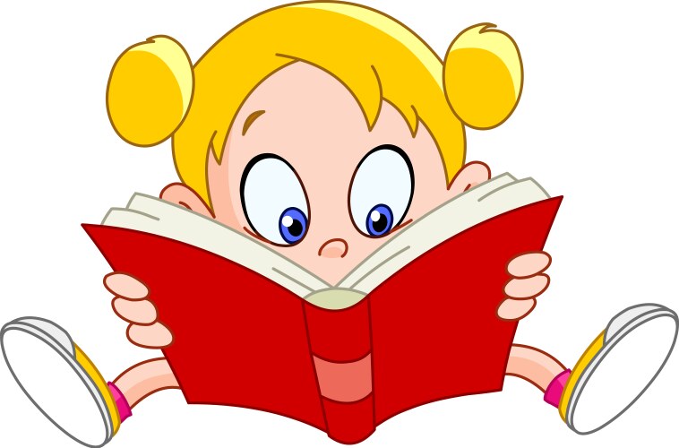 Children cartoon reading a book Royalty Free Vector Image