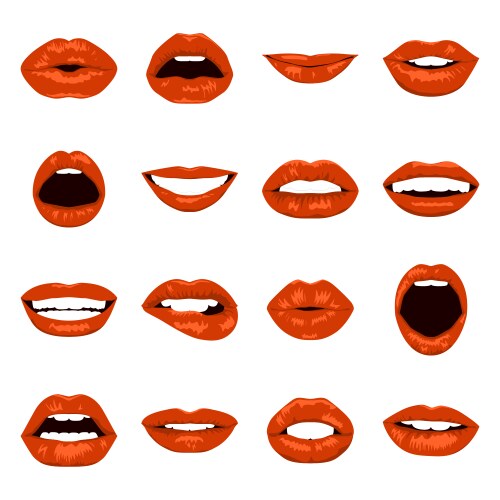 Lips sound pronunciation chart Royalty Free Vector Image