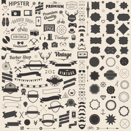 Huge set of vintage styled design hipster icons Vector Image