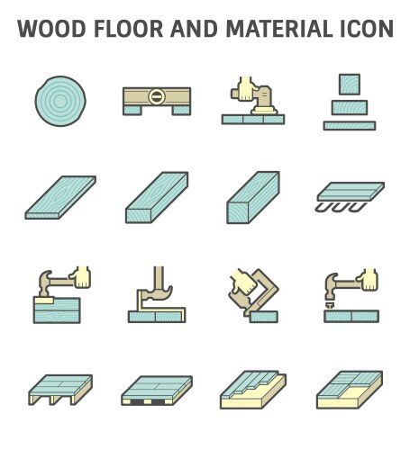 Wood floor construction and tool icon Royalty Free Vector