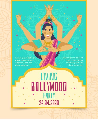 Bollywood party poster template Royalty Free Vector Image